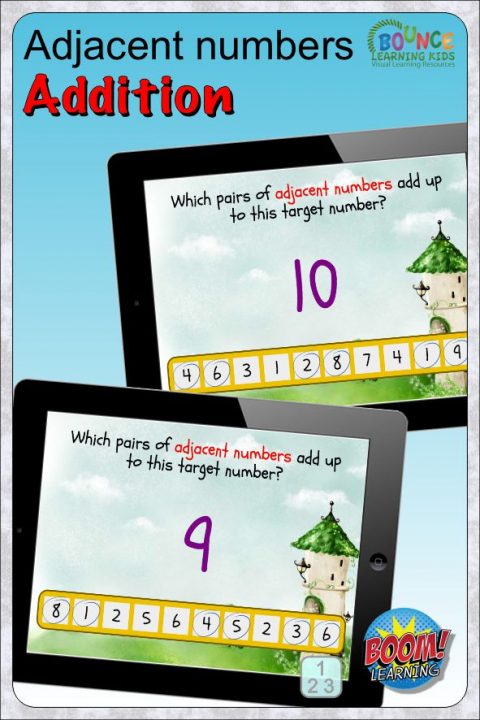 Adjacent numbers fun addition & multiplication exercises