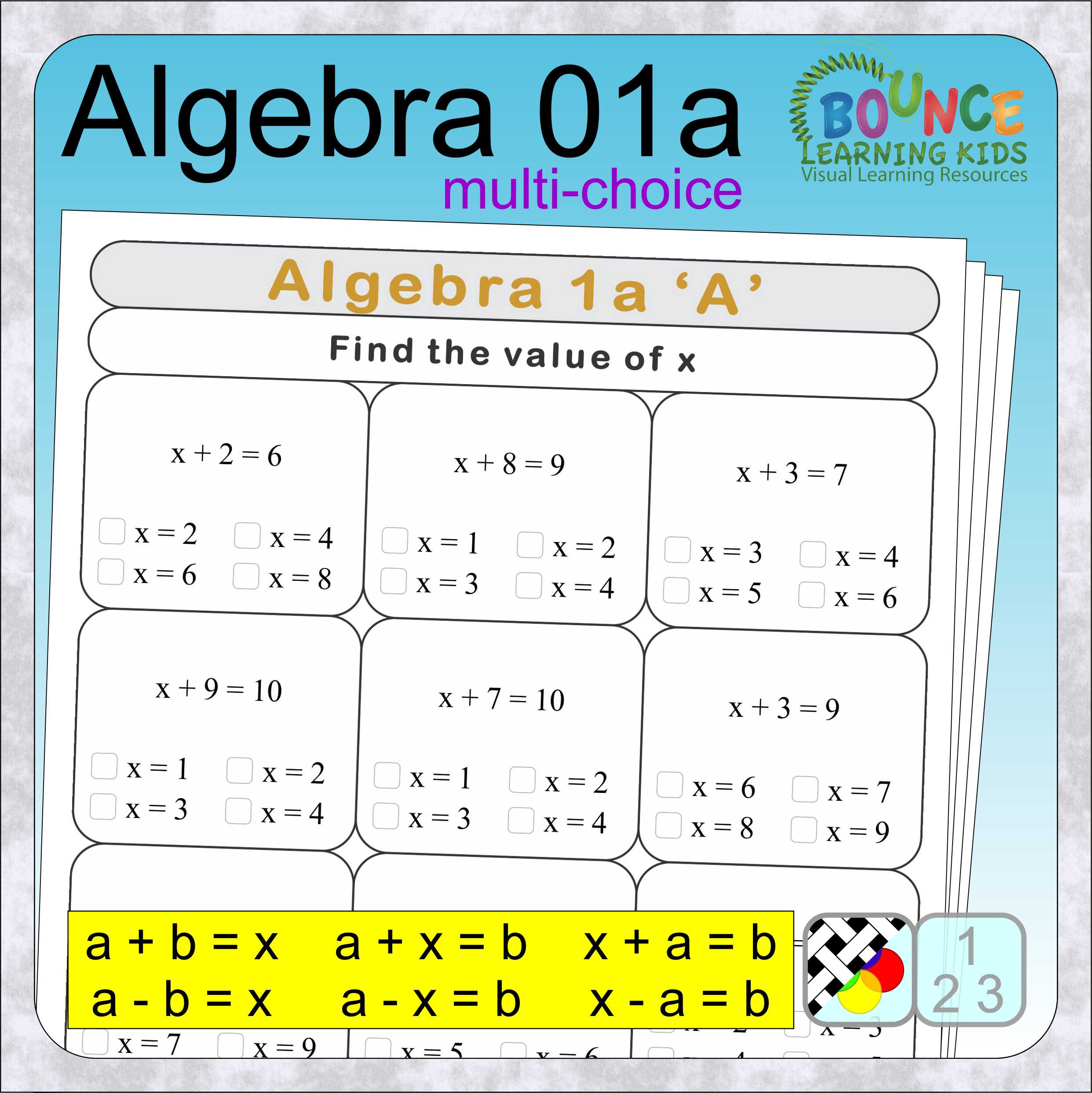 Fun Algebra 1a Worksheets With 72 Practice Questions