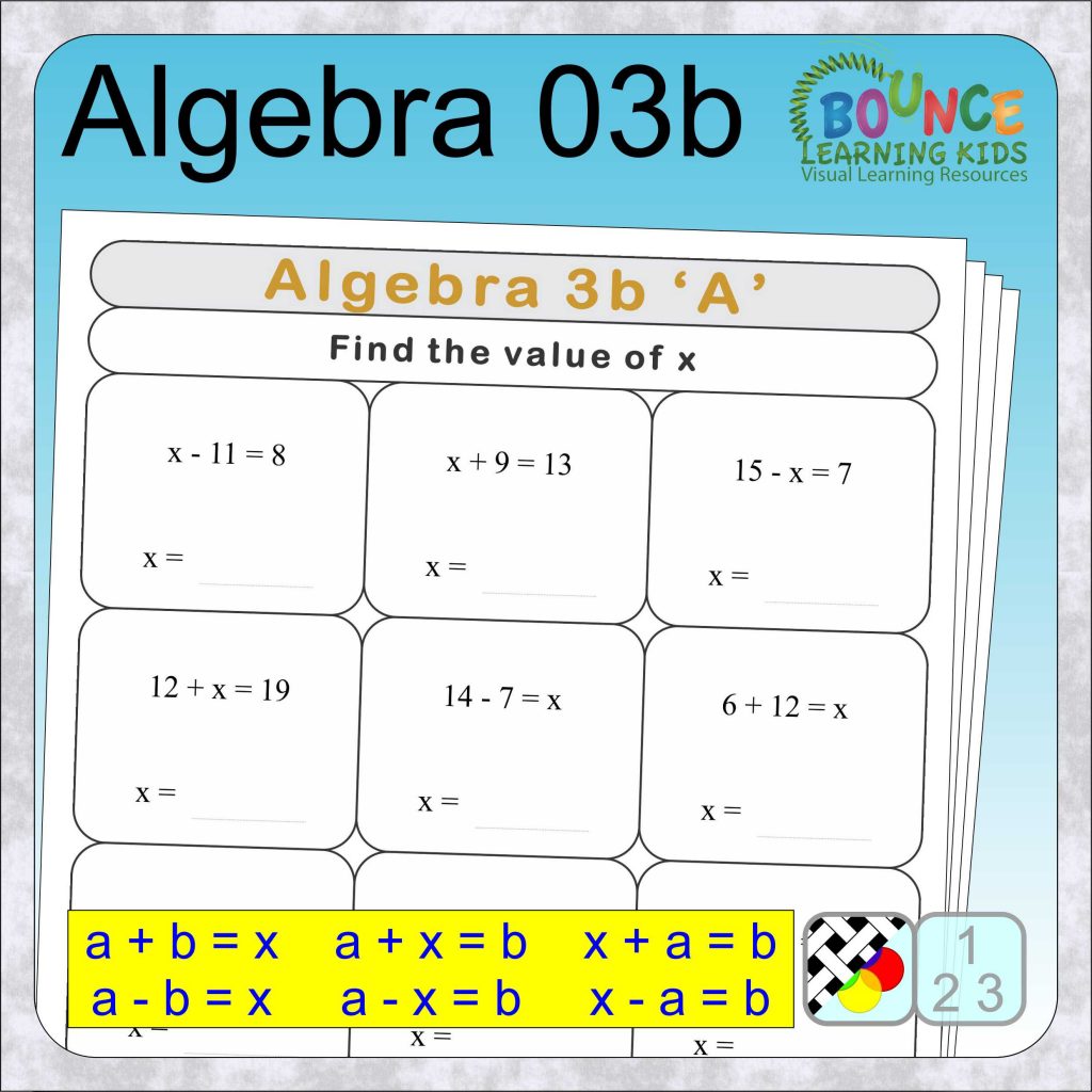 Fun Algebra 3b worksheets with 72 practice questions