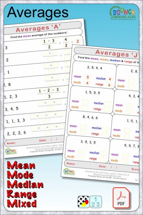 Averages | practice calculating the Mean Median Mode & Range