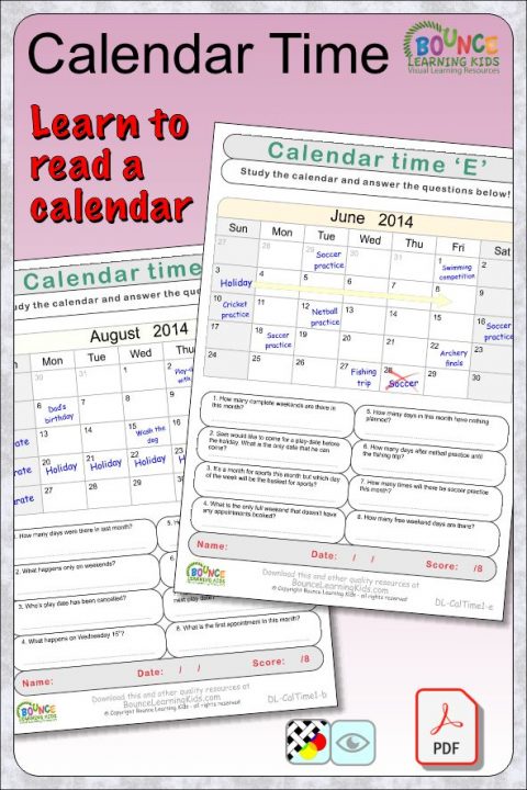 48 fun Calendar time questions | learn to read a calendar