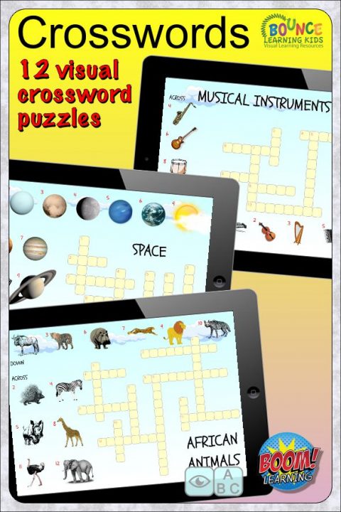 12 fun Crosswords puzzles - visual & dictionary clues
