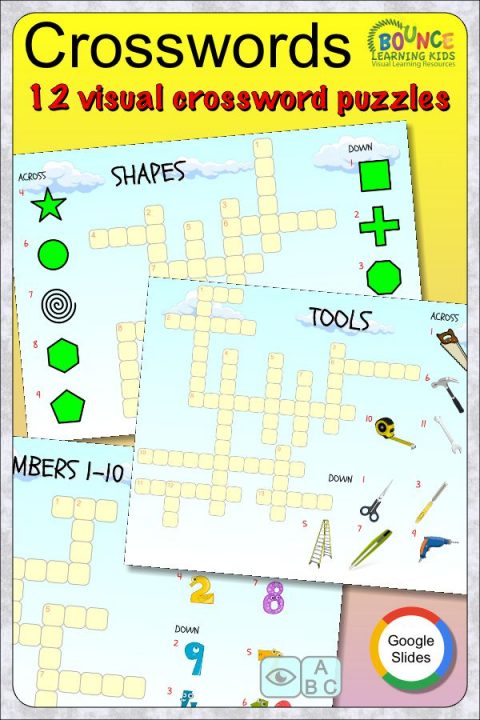 12 fun Crosswords puzzles - visual & dictionary clues