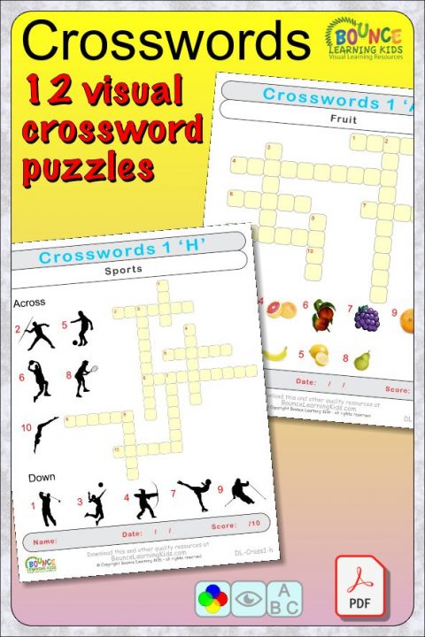 12 fun Crosswords puzzles - visual & dictionary clues