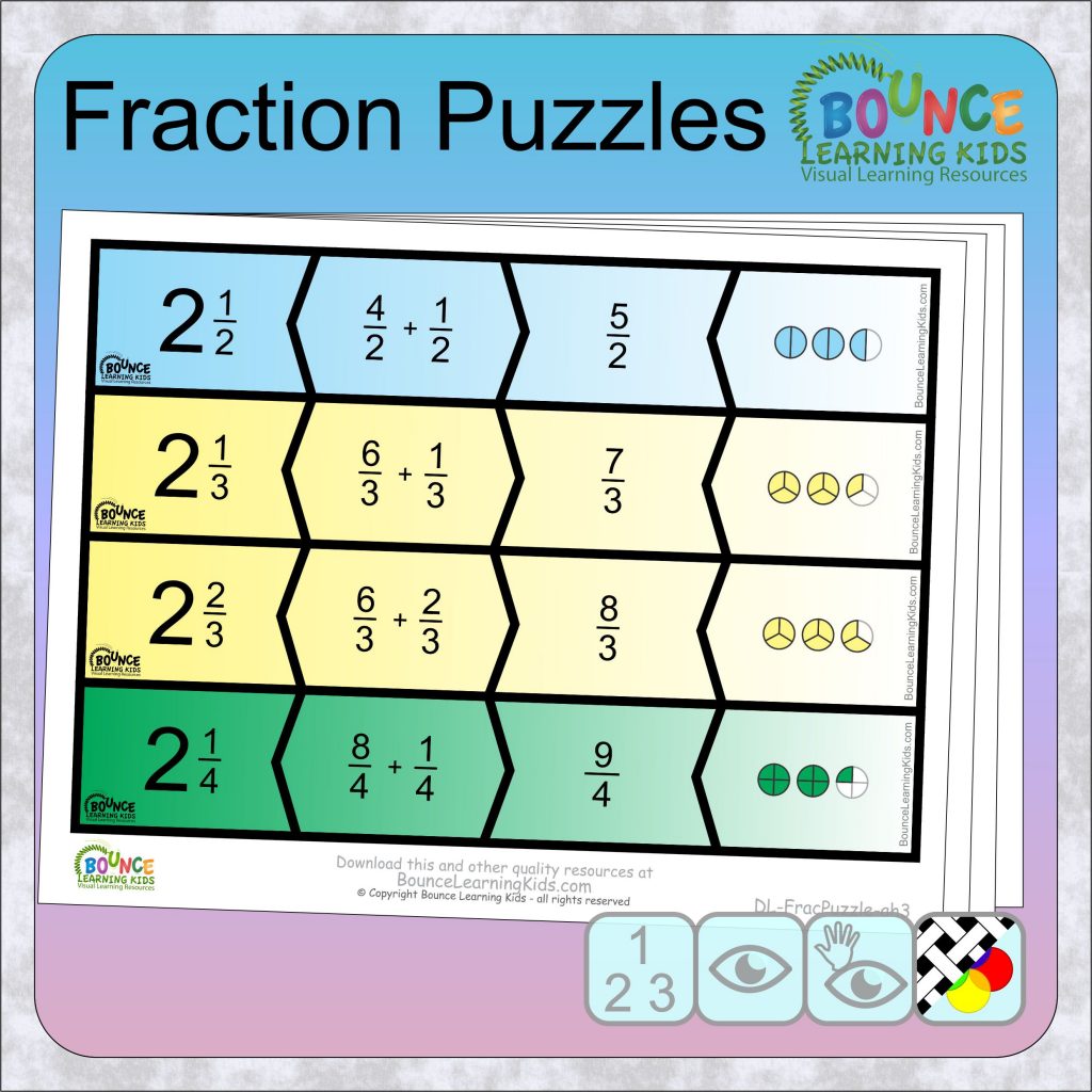 Over 60 fun fraction puzzles worksheets to print & cut out.