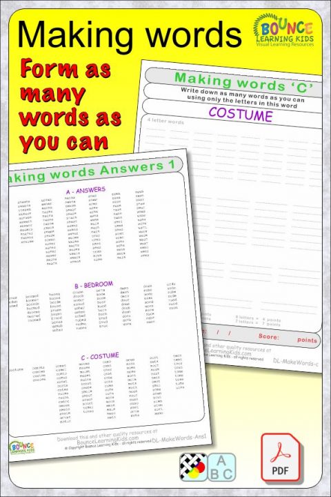 26 fun Making words worksheets to download