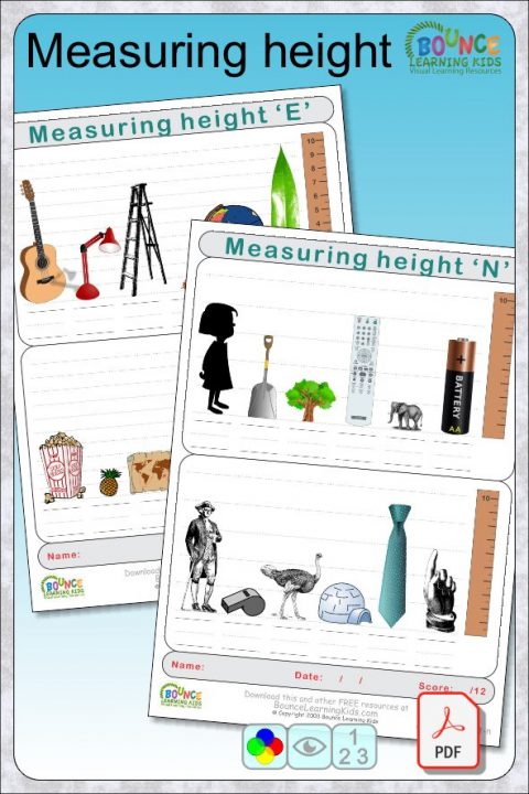 2 fun Measuring height and length worksheet series to download