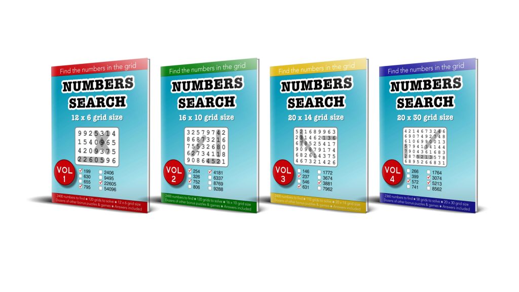Numbers Search puzzles books: thousands of numbers to find