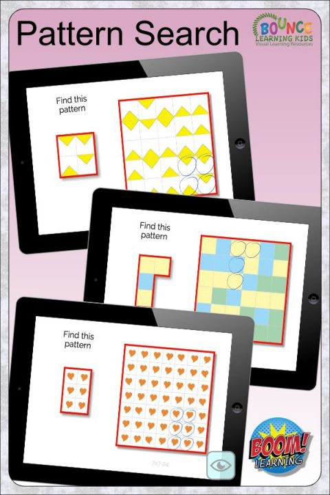 Fun Pattern Search resources for visual perception skills.