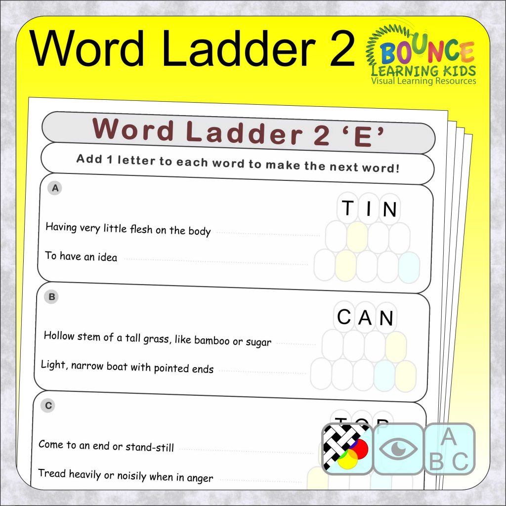 Fun Word Ladder 2 worksheets with 61 word ladders to solve