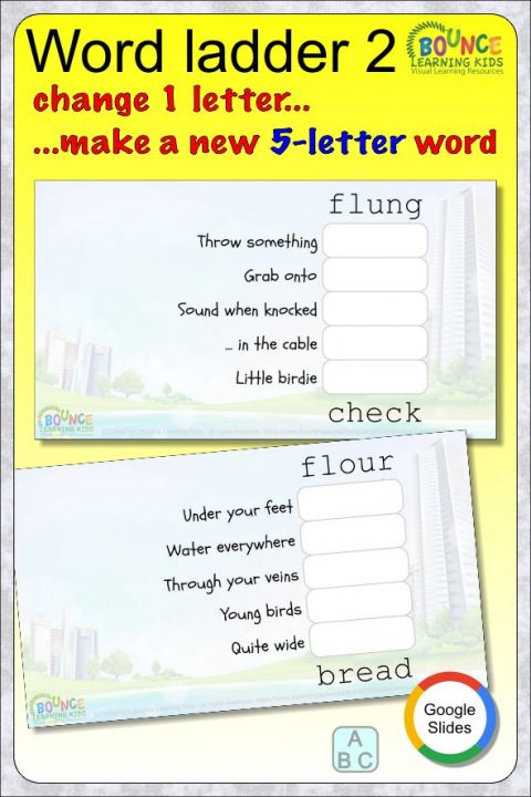 Fun Word ladders printables, BOOM Learning & GOOGLE Slides